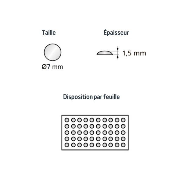 Pastille autocollante ronde transparente 7x1.5mm - Furnica